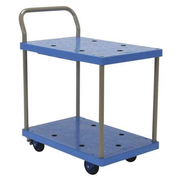 Vestil Double Deck Cart, Injection Molded Plastic, 2 Shelves, 660 lb ...