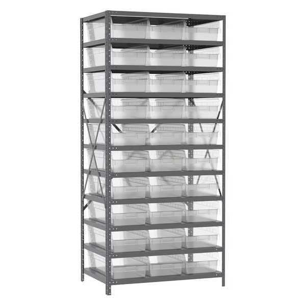 Akro-Mils Steel Bin Shelving Kit, 11 Shelves, Gray/Red AS2479014R | Zoro