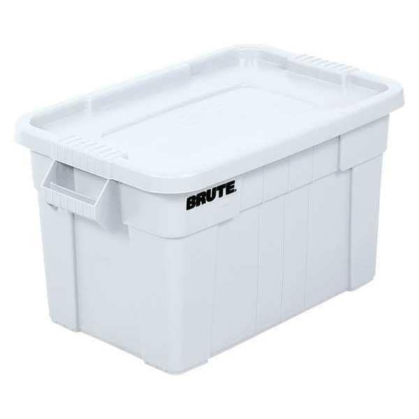 Rubbermaid Commercial Storage Tote with Snap Lid, White, Plastic, 18 in ...