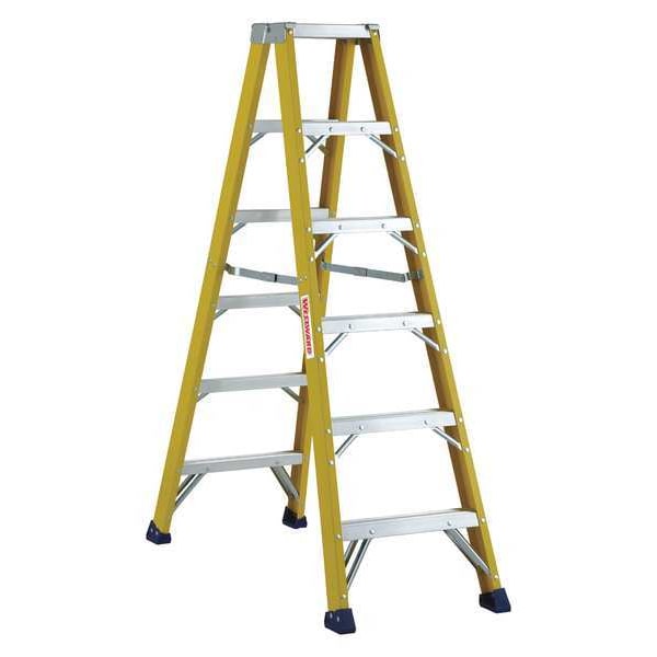 Westward 6 ft Fiberglass Twin Stepladder, 375 lb Capacity 44YY68 | Zoro