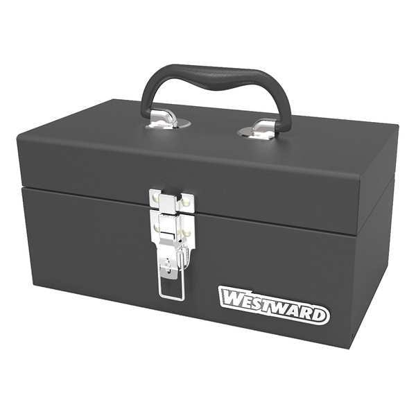 Westward WESTWARD Tool Box, Steel, Black, 12 in W x 6-1/2 in D x 5-1/2 ...