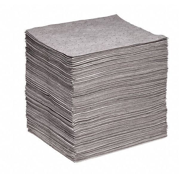 Spilltech Sorbent Pad, 35 gal, 15 in x 18 in, Universal, Gray ...