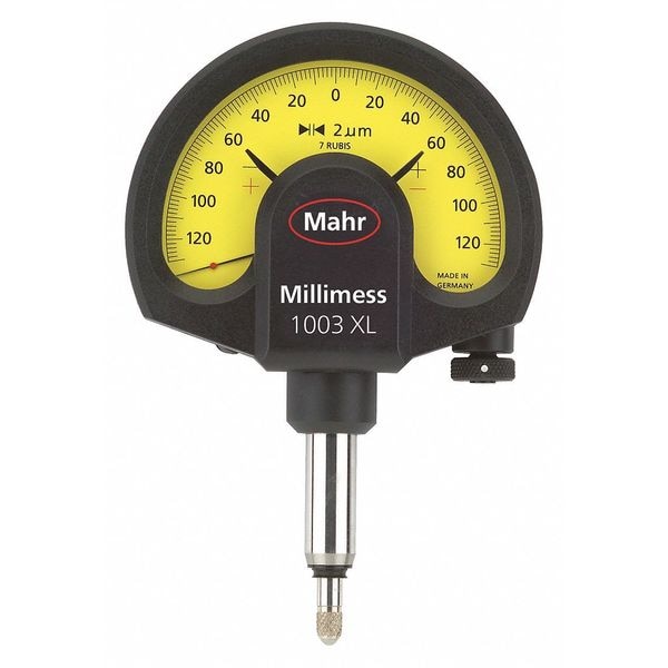 Mahr Dial Indicator, 0.0002"Graduations, Yellow 4334001 | Zoro