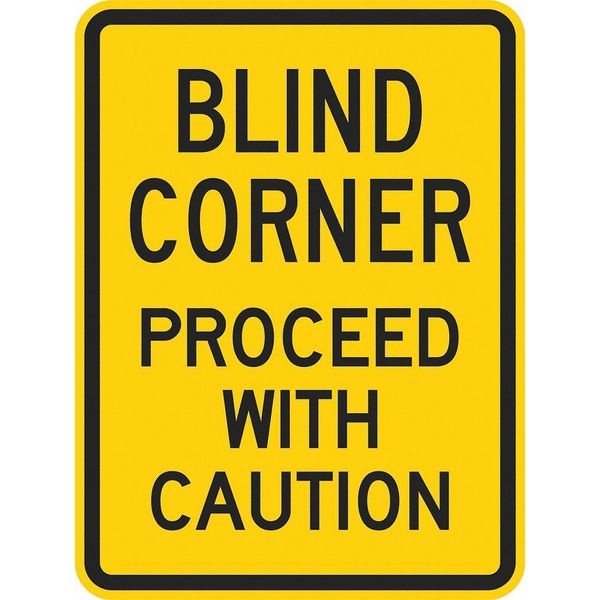 Lyle Blind Corner Traffic Sign, 18 in Height, 12 in Width, Aluminum ...