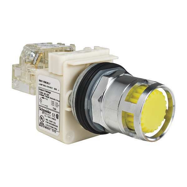 Schneider Electric Illuminated Push Button, 30 mm, 1NO/1NC, Yellow 9001K3L38LYYH13 | Zoro