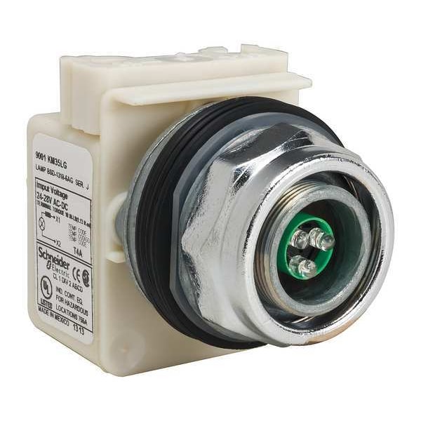 Schneider Electric Pilot Light, LED, Green, 24-28VAC/DC 9001KP35LG | Zoro