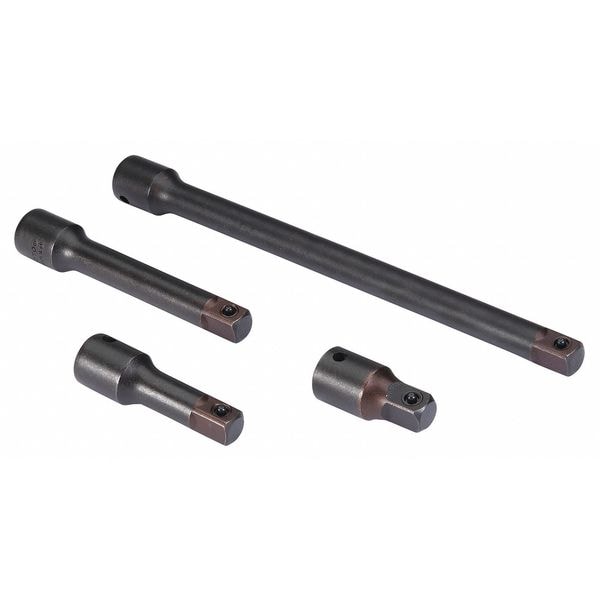 PROTO 1/2" Drive Impact Socket Extension Set, SAE, Metric, 4 pcs, Black ...