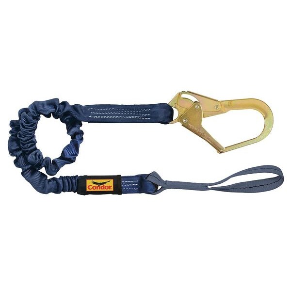 Condor Shock-Absorbing Lanyard, 4 ft. 6" to 6 ft., Blue 45J284 | Zoro