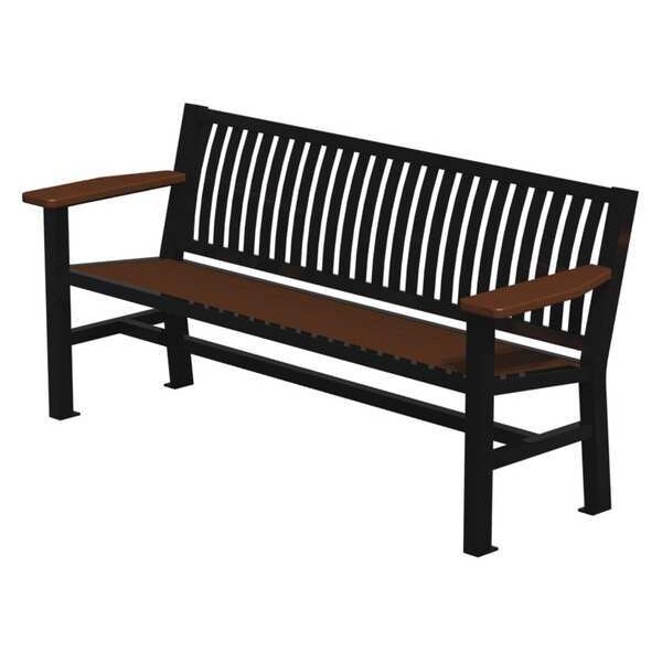 Thomas Steele Outdoor Bench, 66 in. L, 24 in. H, Black LVB-6-WI-B | Zoro