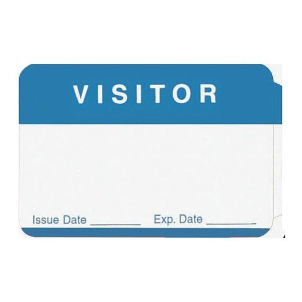Zoro Select Blue Visitor Badge, 2-3/8 in. L, PK100 45TU77 | Zoro