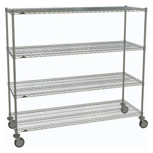 Metro Wire Cart, Chrome, 69in.H x 72in.L, Silver 2472NC-4,63UP-4,5MP-4 ...