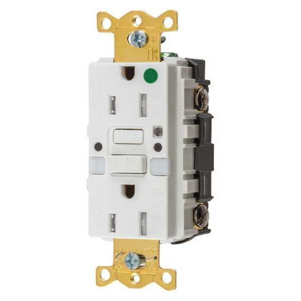 Hubbell GFCI Rceptcle, Hspital, Wht, 15A, 0.5 HP GFTRST82WNL | Zoro