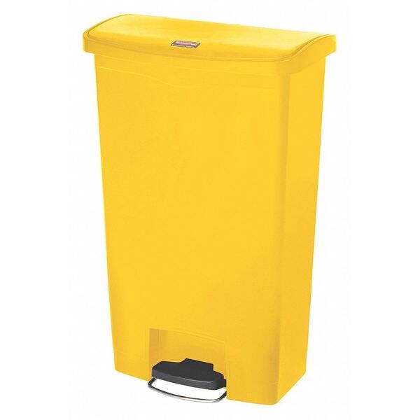 Rubbermaid Commercial 18 gal. Rectangular Trash Can, Yellow, Step-On ...