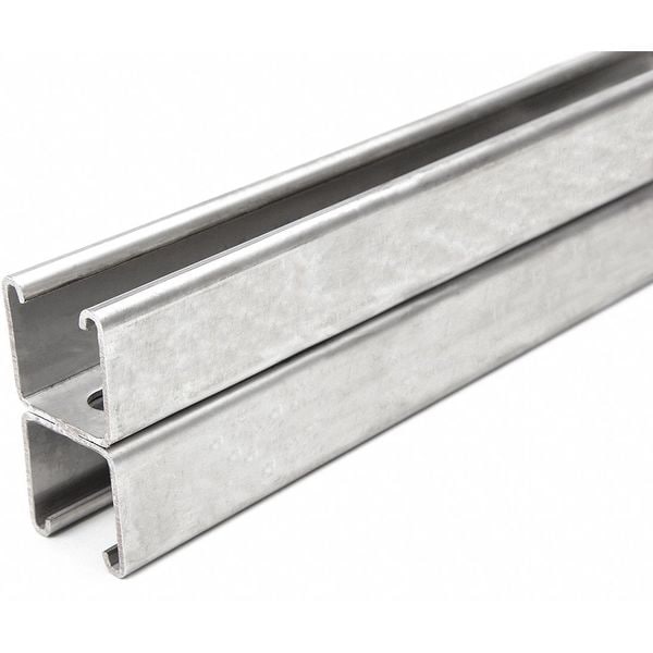 Zoro Select Back to Back Strut, Slotted, 304 Stainless Steel, Polished ...