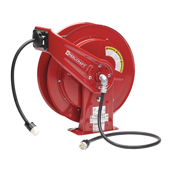 Reelcraft Spring Retractable Cord Reel with 100 ft. Cord 1-Outlet 12/3 ...
