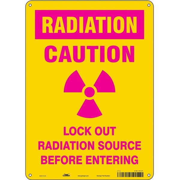 Condor Radiation Safety Sign, 14 in H, 10 in W, Aluminum, Vertical ...