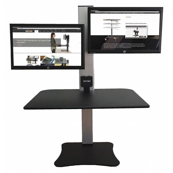 Victor Technology Electric Dual Monitor Standing Desk, 23 in D X 28 in ...