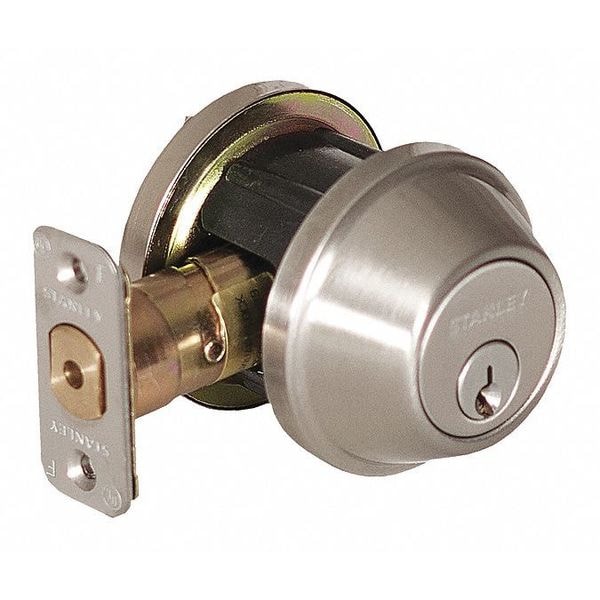 Stanley Security Deadbolt Locks, 2 Grade, Cylindrical, Zinc ...