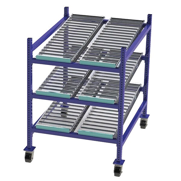 Unex Flow Cell Mobile Gravity Flow Rack, 48 in D, 36 in W, 3 Shelves ...