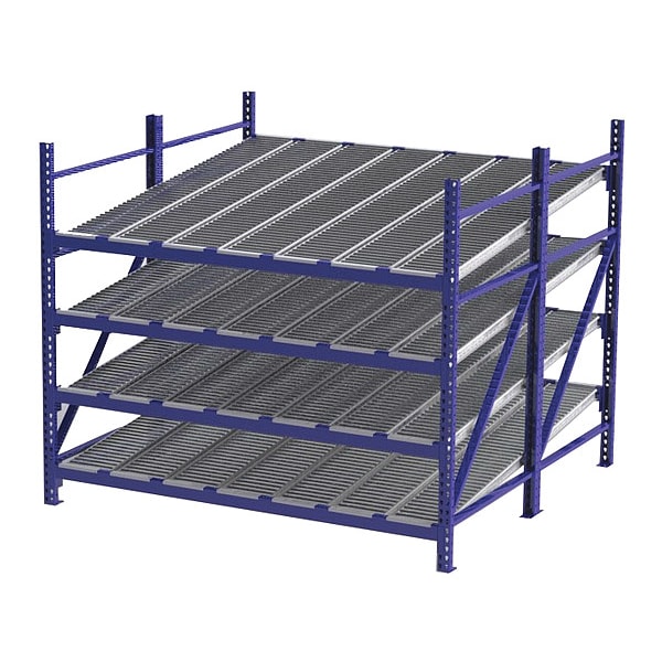 Unex Roller Rack Starter Gravity Flow Rack, 96 in D, 96 in W, 4 Shelves ...