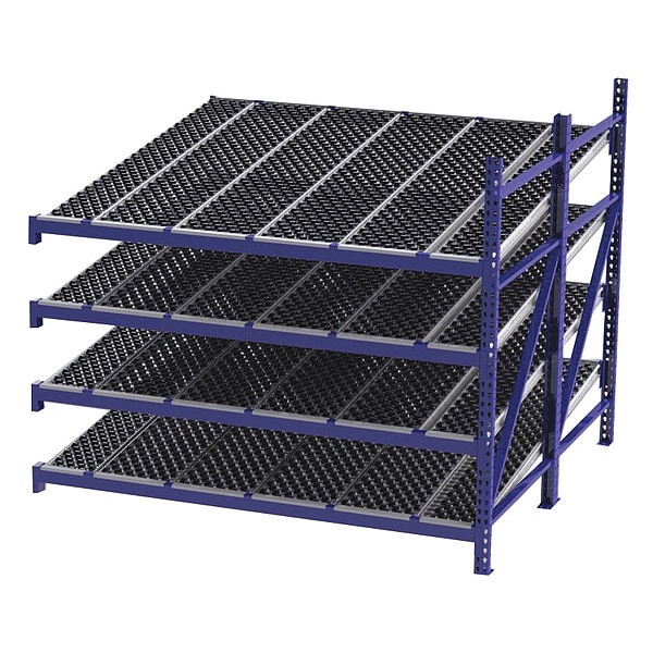 Unex Roller Rack Add-On Gravity Flow Rack, 96 in D, 96 in W, 4 Shelves ...