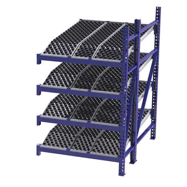 Unex Roller Rack Add-On Gravity Flow Rack, 72 in D, 48 in W, 4 Shelves ...
