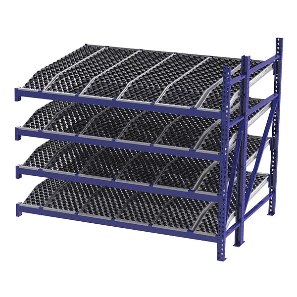 Unex Roller Rack Add-On Gravity Flow Rack, 72 in D, 96 in W, 4 Shelves ...