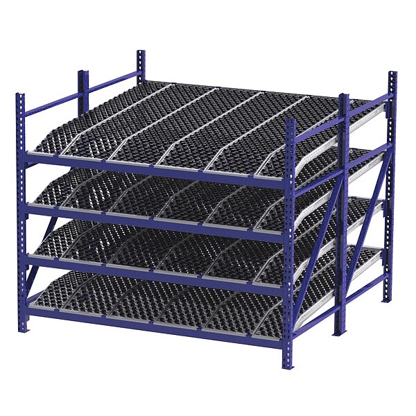 Unex Roller Rack Starter Gravity Flow Rack, 96 in D, 96 in W, 4 Shelves ...