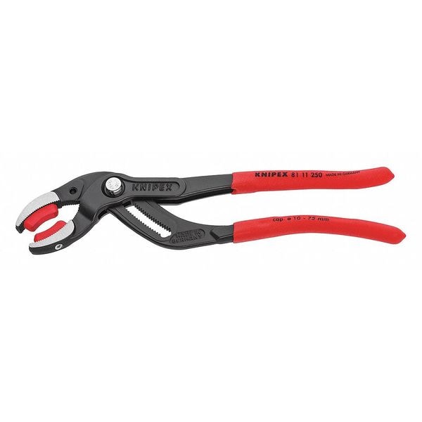 KNIPEX 10 in Curved Jaw Tongue and Groove Plier, Dipped Handle - 81 11 250