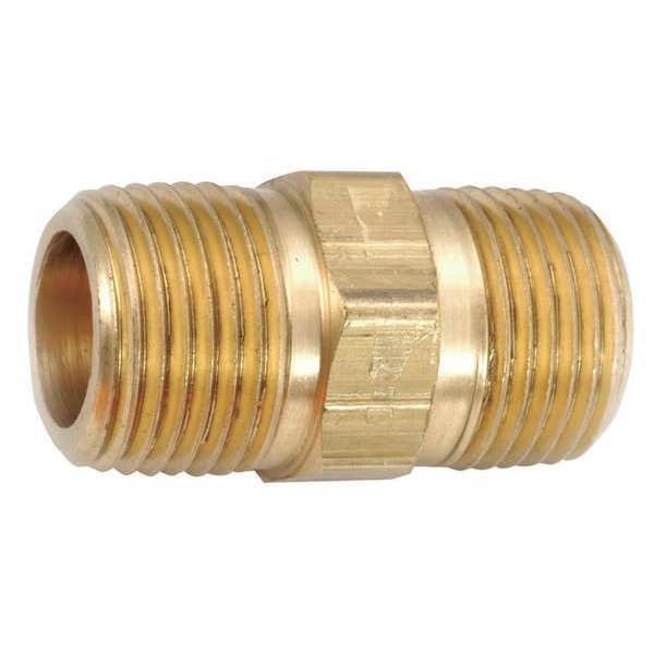 Zoro Select Hex Nipple Brass Hex Nipple, 1/8 in Male NPT X 1/8 in Male ...