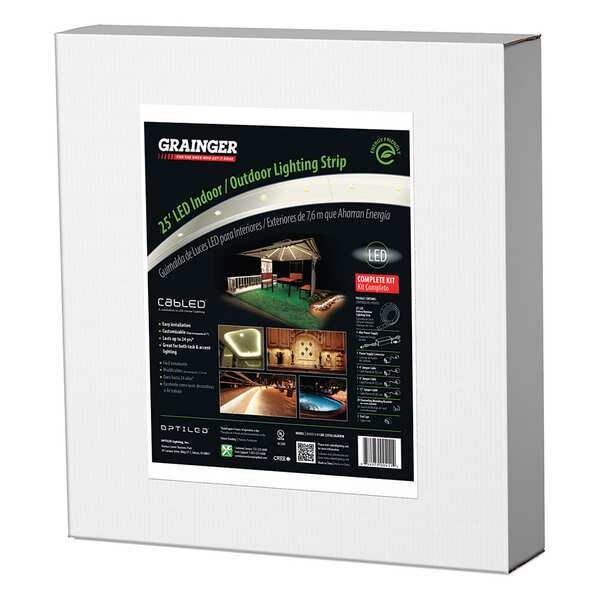 Cabled LED Light Strip Kit, 25 Ft. L, 60W CAB-25FULLKGRWW | Zoro