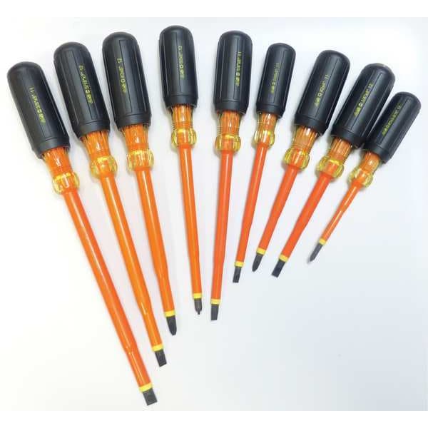 Ideal Insulated Screwdriver Set, Slotted/Phillips, Square, 9 pcs 35 ...