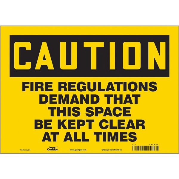 Condor SAFETY SIGN FIRE AND EMERGENCY, 10 in Height, 14 in Width, Vinyl ...