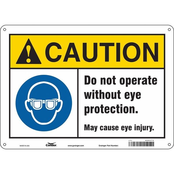 Condor Safety Sign, 10 in Height, 14 in Width, Polyethylene, Horizontal ...