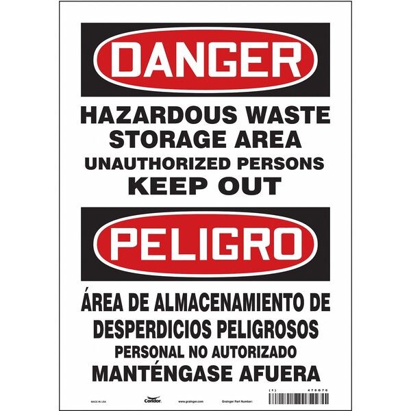 Condor Safety Sign, 14 in Height, 10 in Width, Vinyl, Vertical ...