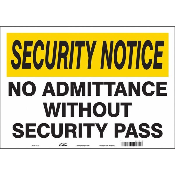 Condor Safety Sign, 14 in H, 20 in W, Vinyl, Horizontal Rectangle ...