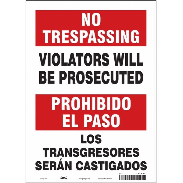 Condor Safety Sign, 14 in Height, 10 in Width, Vinyl, Vertical ...