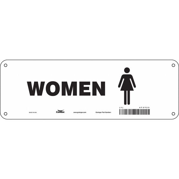 Zoro Select Restroom Sign, Women, 12 in W x 4 in H, Vertical Rectangle ...