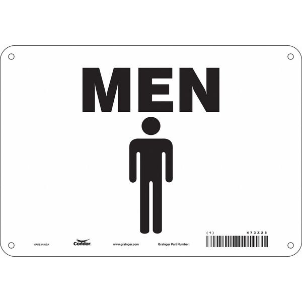 Condor Restroom Sign, MEN, 10 in W x 7 in H, Vertical Rectangle ...