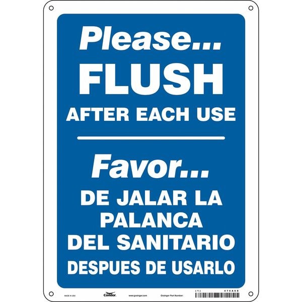 Condor PLEASE. FLUSH AFTER EACH USE, Spanish-Bilingual, 10 in W x 14 in ...