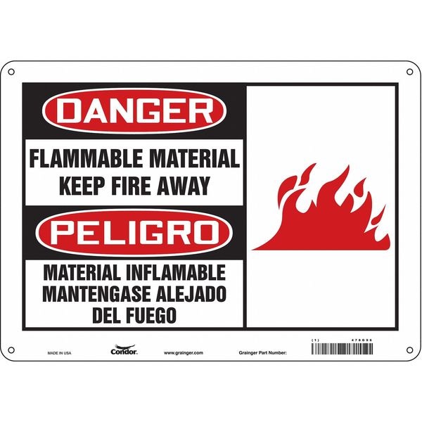 Condor Danger Sign, 10 in Height, 14 in Width, Polyethylene, Horizontal ...