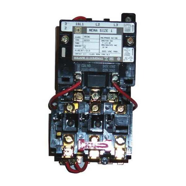 Square D Motor Starter, Non-Reversing, No Auxiliary Contacts, 110V-120V ...
