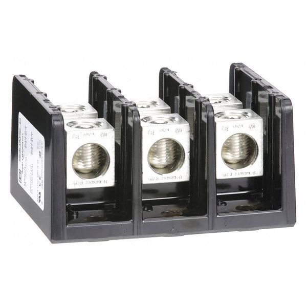Square D Power Distribution Block, Open, 3 Pole, 310 A Copper, 600 V AC/DC, Surface Mount ...