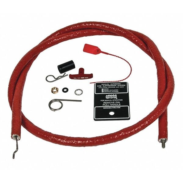 Sea-Fire Remote Pull Cable, 480 in. L, Red 136-240 | Zoro
