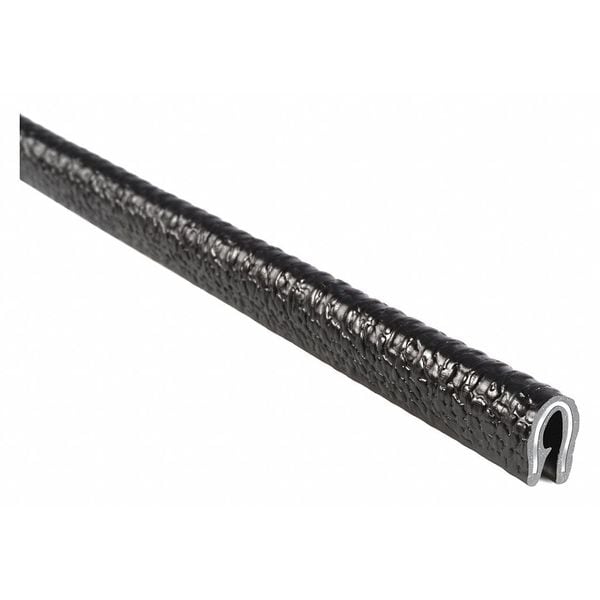 Trim-Lok Edge Trim, PVC, Metal, 100 ft Length, 3/8 in Overall Width ...