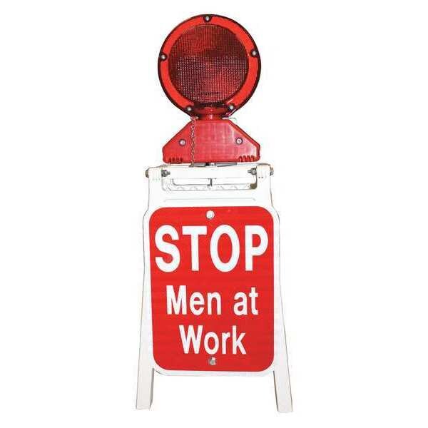 Railhead Gear LED Stop Sign, Stop Men at Work, White/Red PS-M900SR-S | Zoro