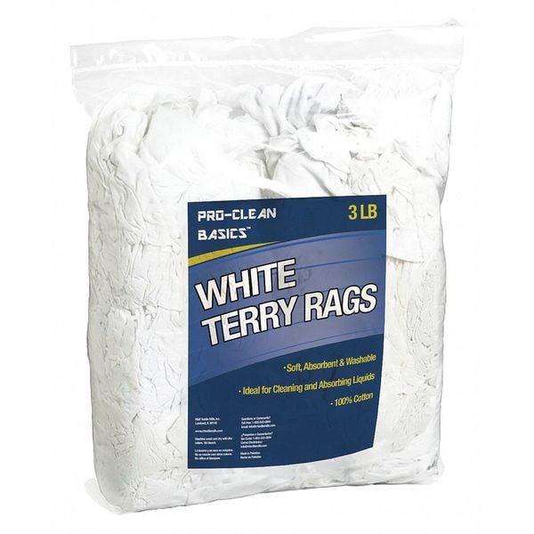 Proclean Basics Terry Cloth Cotton Cloth Rag 3 lb. Varies Sizes, White ...