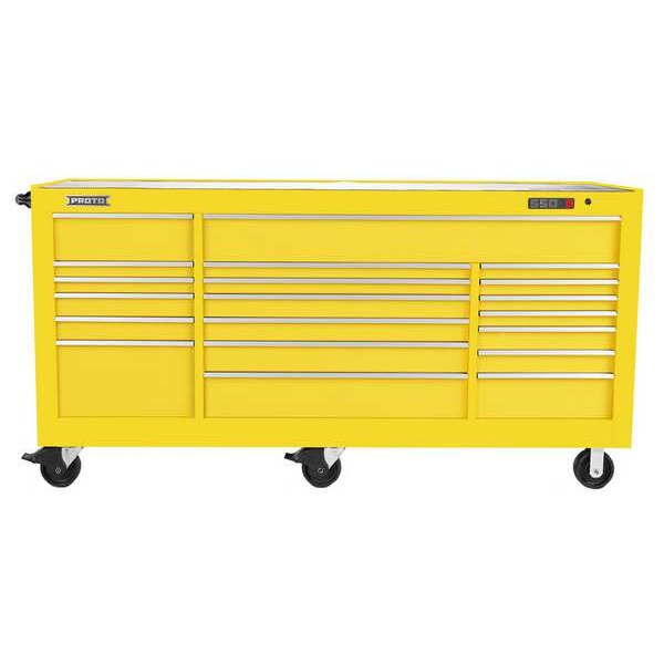 Proto 88-1/4"W Rolling Cabinet 18 Drawers, Gloss Yellow, 27"D x 46-3/8 ...