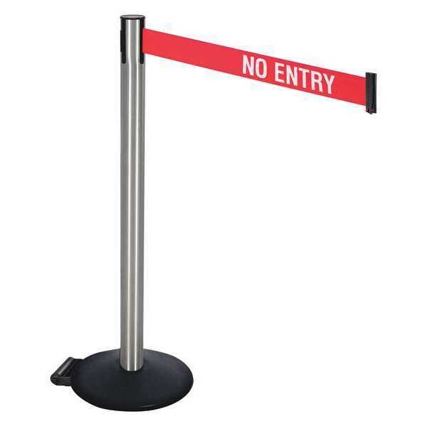 Retracta-Belt Barrier Post, SS Post, w/Wheels, No Entry 335SS-NE | Zoro