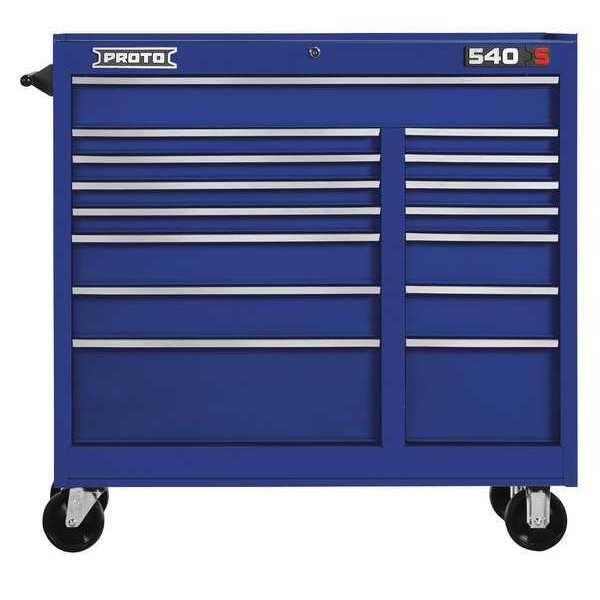 Proto 540S Rolling Tool Cabinet, 15 Drawer, Gloss Blue, Steel, 41 in W ...